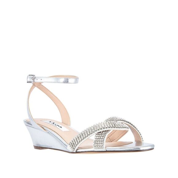 Nina | Shoes | Nwt Nina Womens Silver Twisted Strap Florina Wedge ...